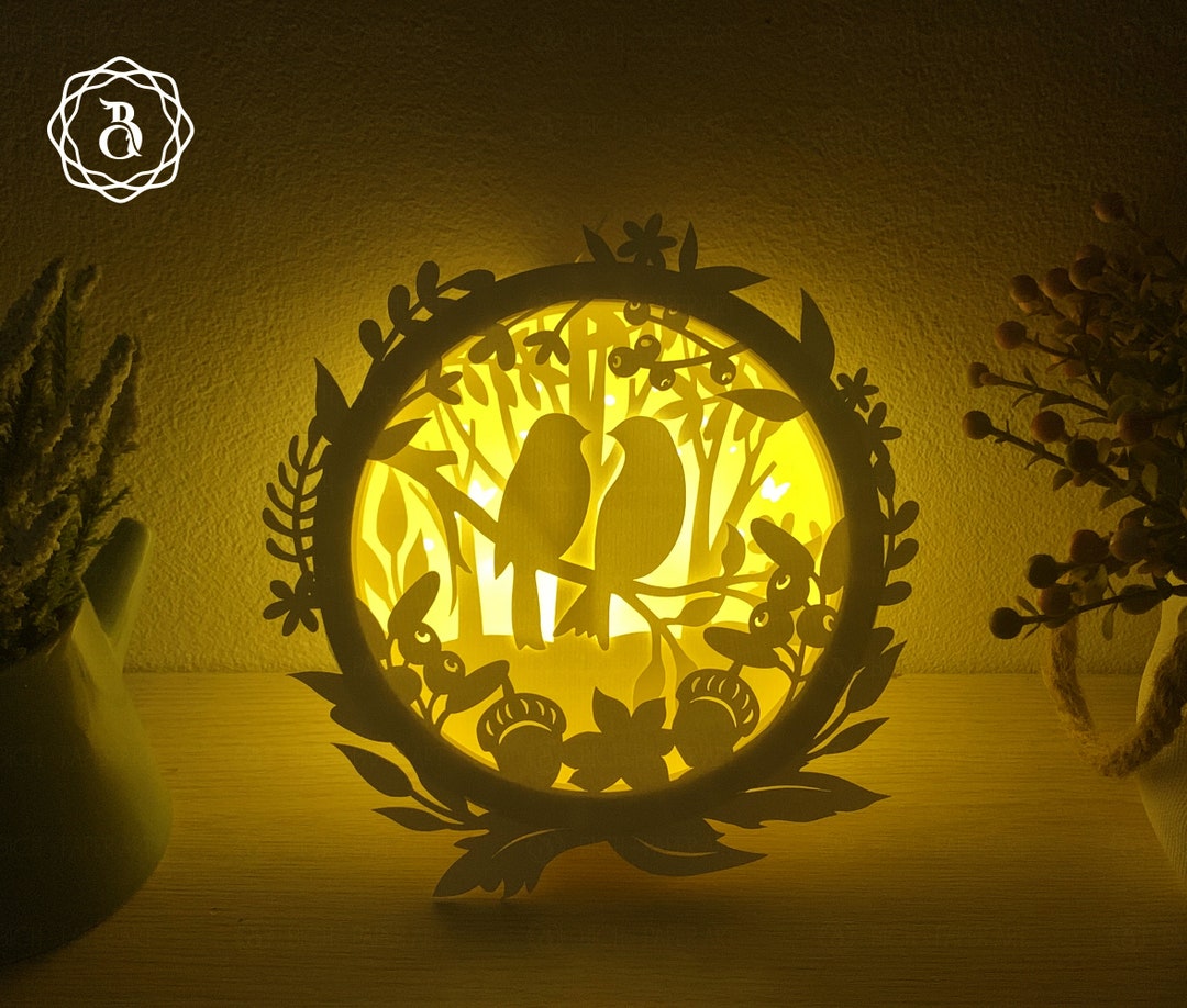Love Birds Shadow Box SVG Files - Couple Gift Shadow Light 3D - Paper ...
