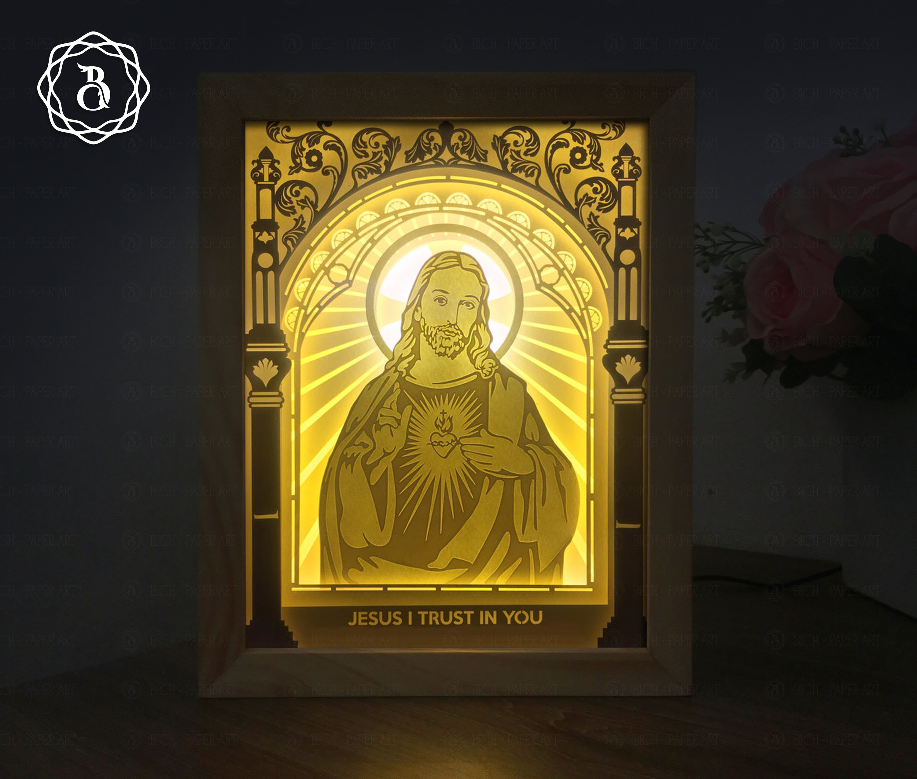 shadow box cutting cricut 3D papercut lightbox svg file DIY Jesus ...