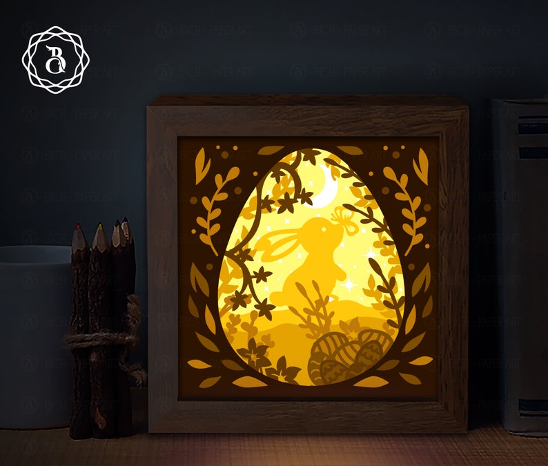 Easter Bunny Decor Shadowbox SVG Easter Paper Cut Template - Etsy