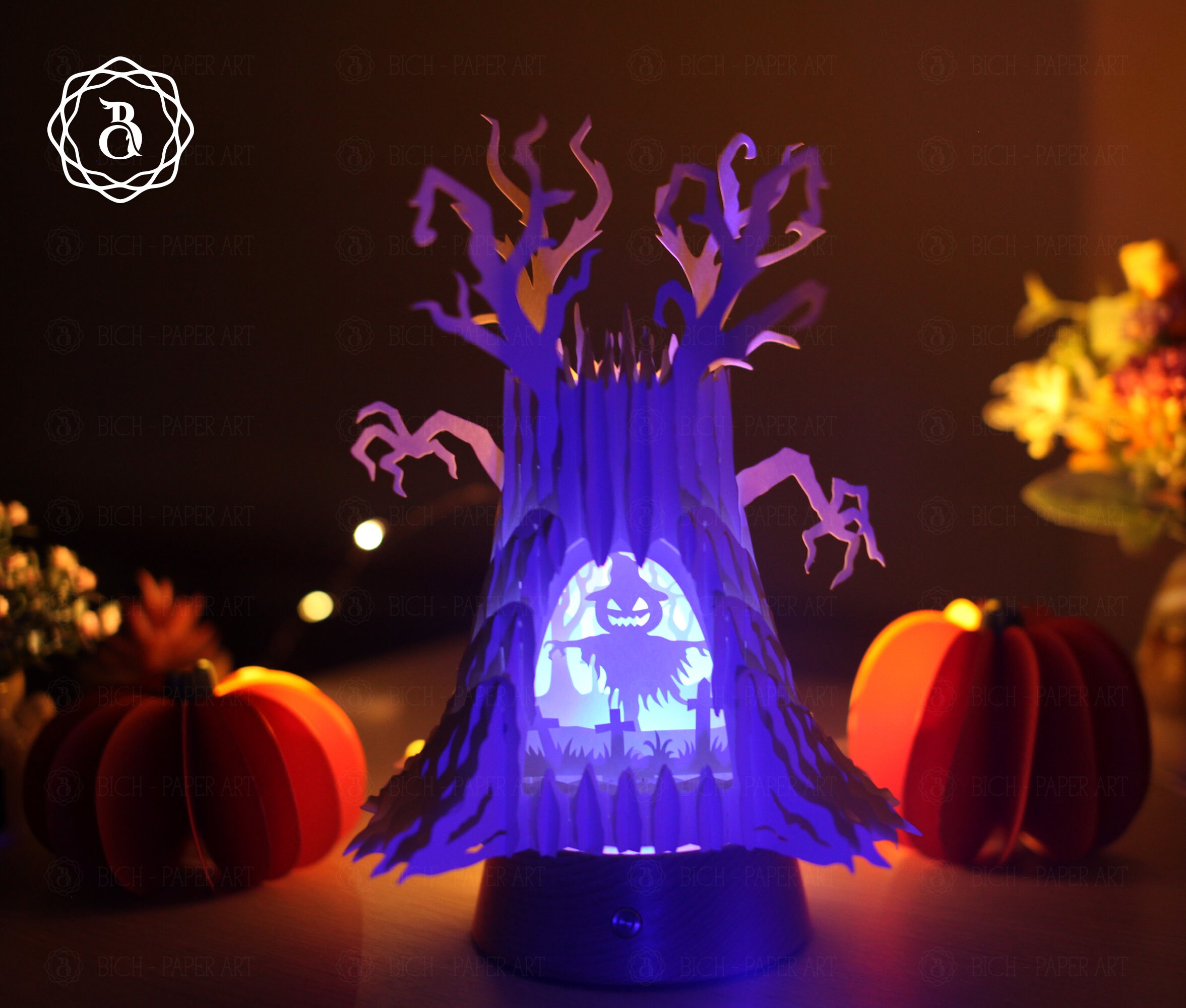 Halloween Ghost Tree With Pumpkin Pop-up 3D Halloween Paper - Etsy