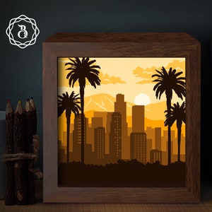 Combo of 4 Light Box Templates: City in the U.S, Shadow Box SVG, Paper ...