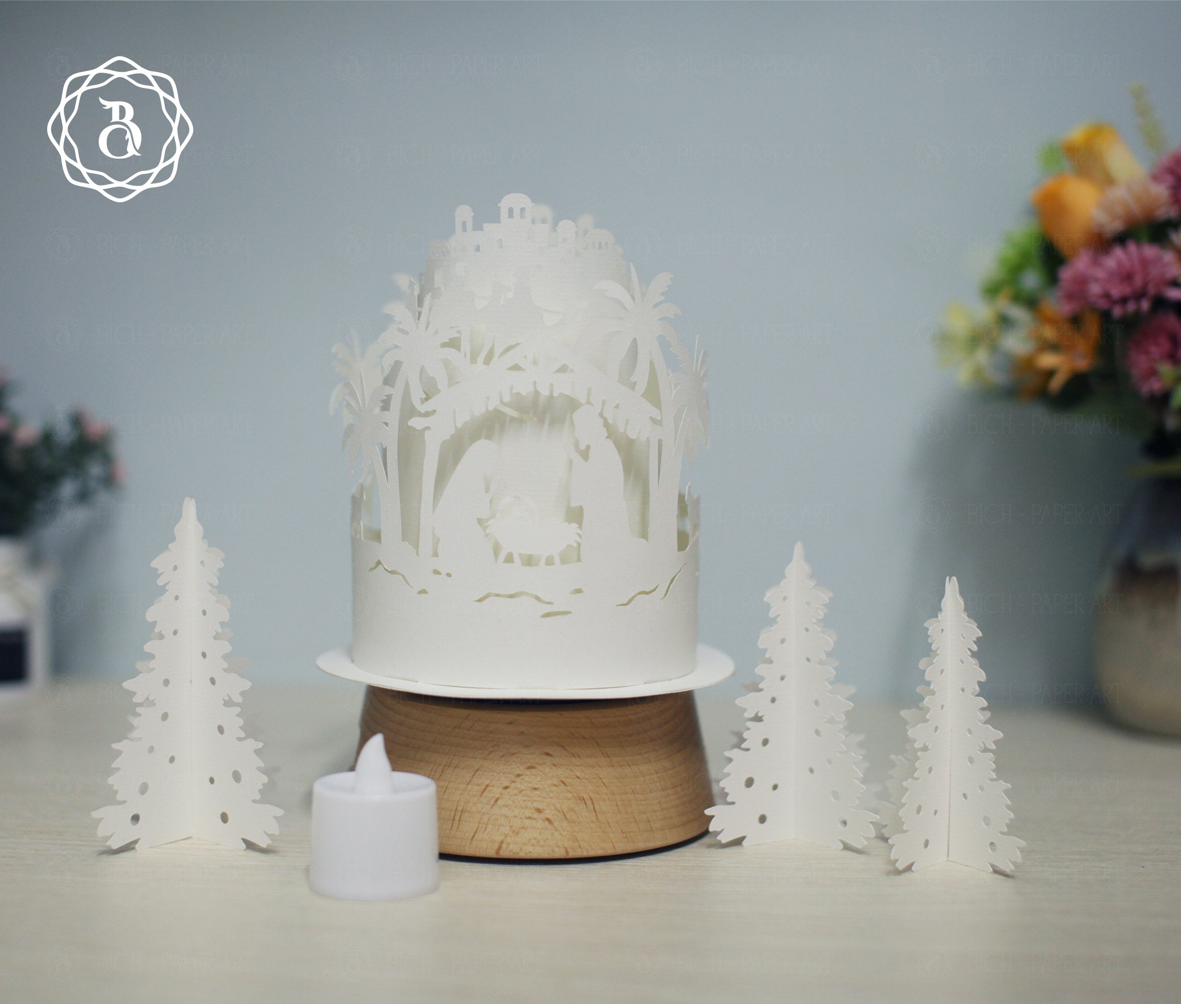Paper Cut Lamp Nativity of Jesus - Paper Cutting Template - DIY Paper ...