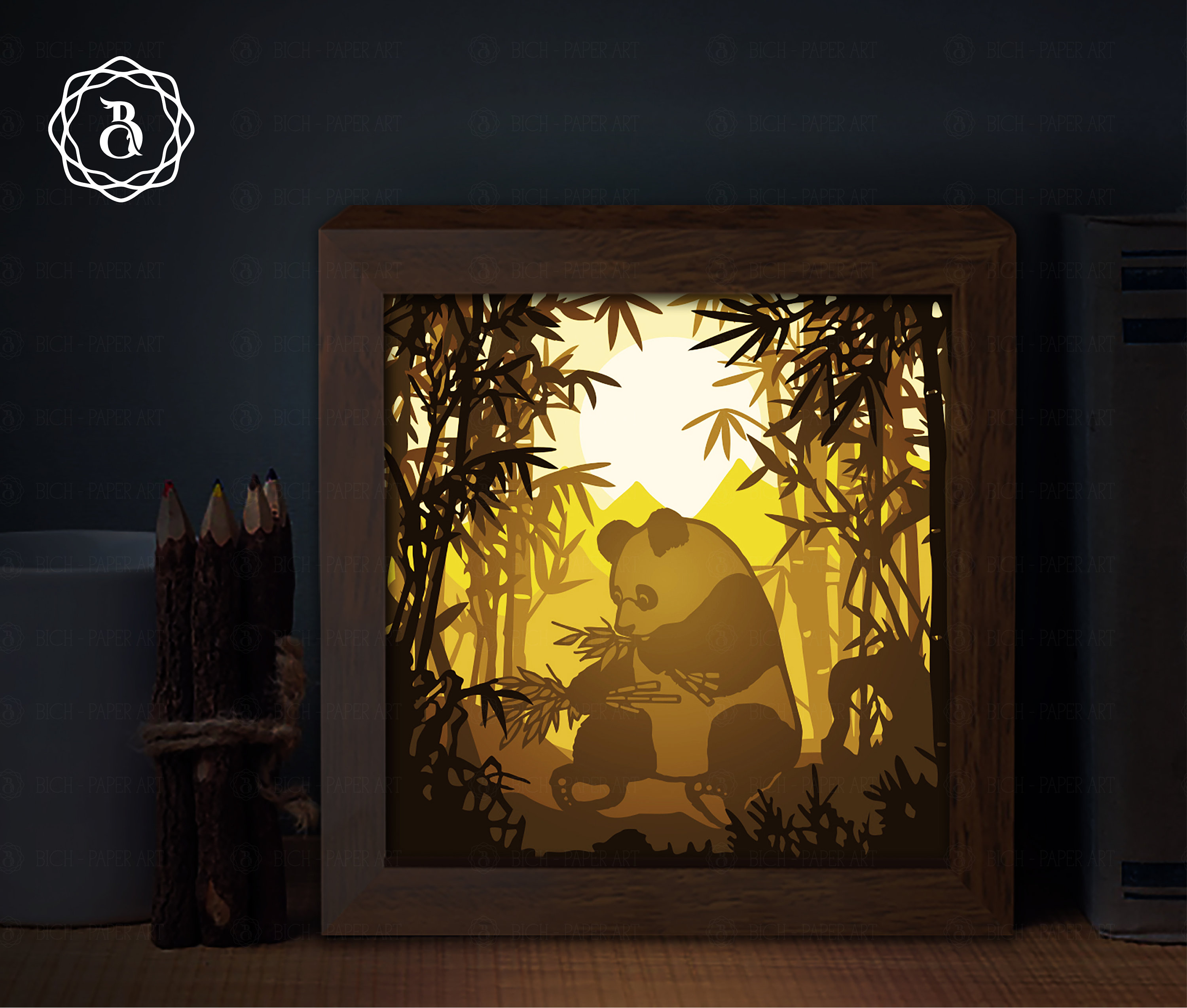 Panda Light Box Template Paper Cutting Template 3D Shadow - Etsy