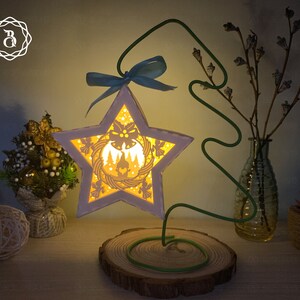 Combo 5 Items Merry Christmas Hanging Star Lantern Shadow Box SVG ...
