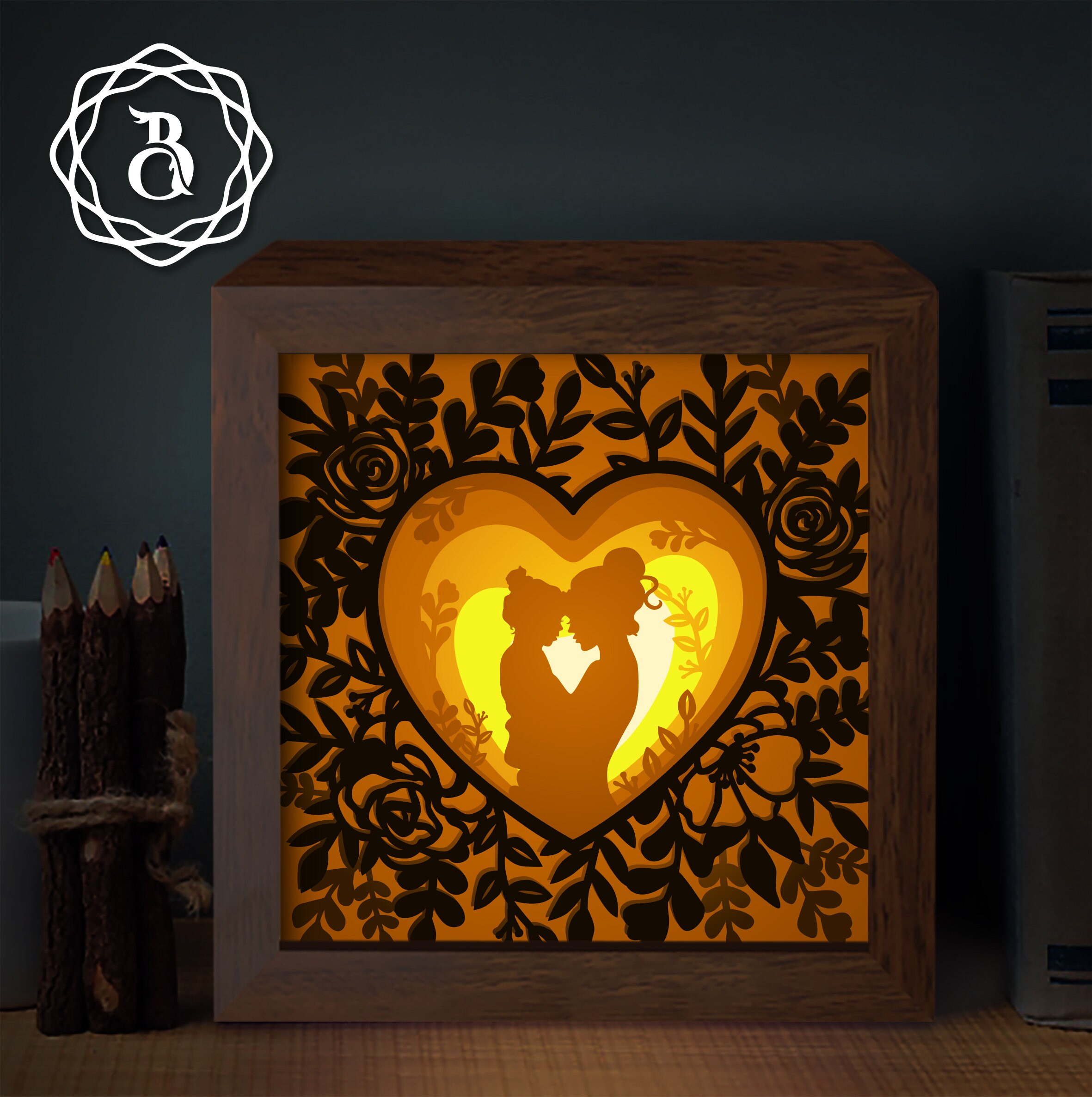 Mom and Baby Light Box Template Mother's Day Shadow Box | Etsy