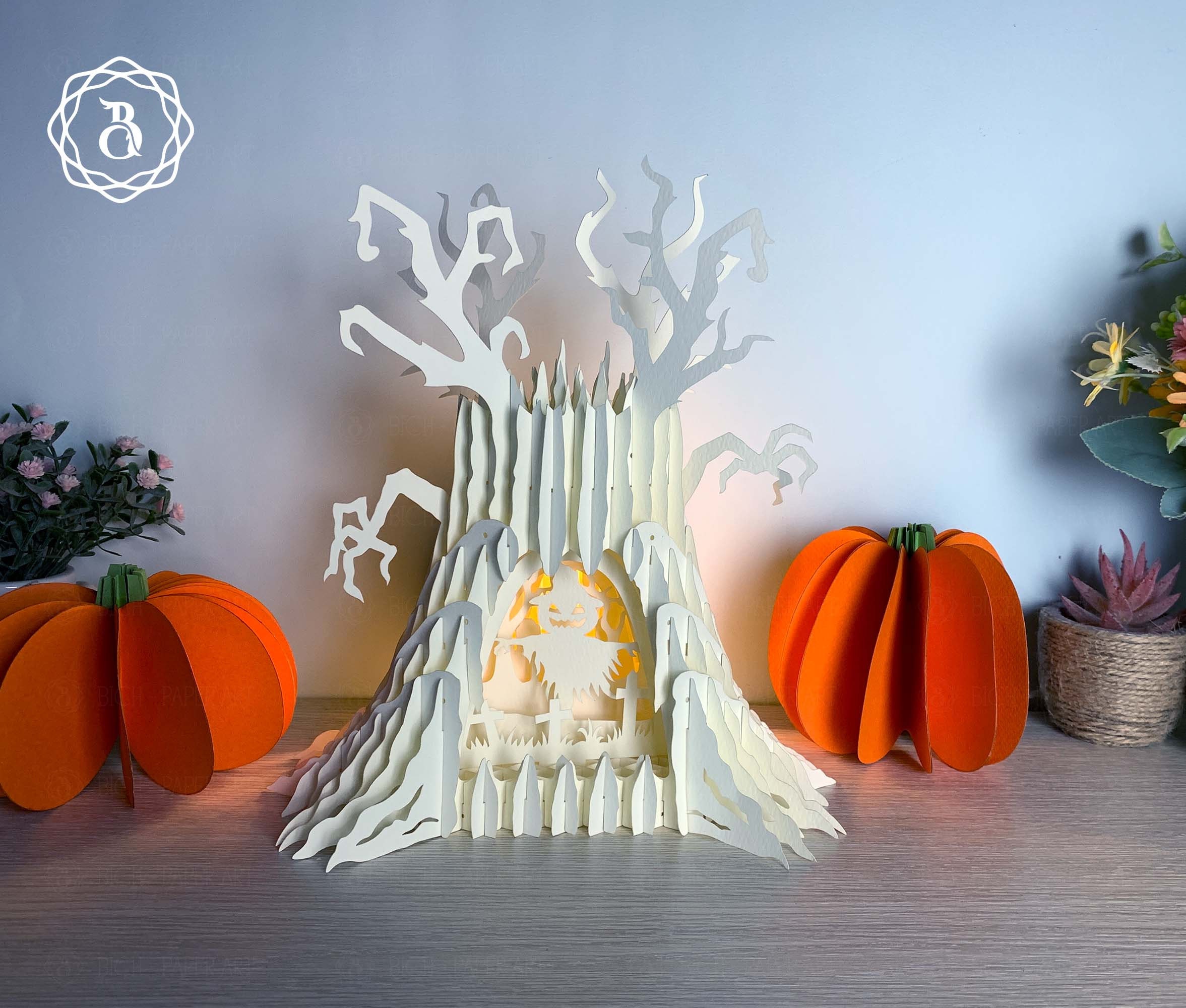 Halloween Ghost Tree With Pumpkin Pop-up 3D Halloween Paper - Etsy