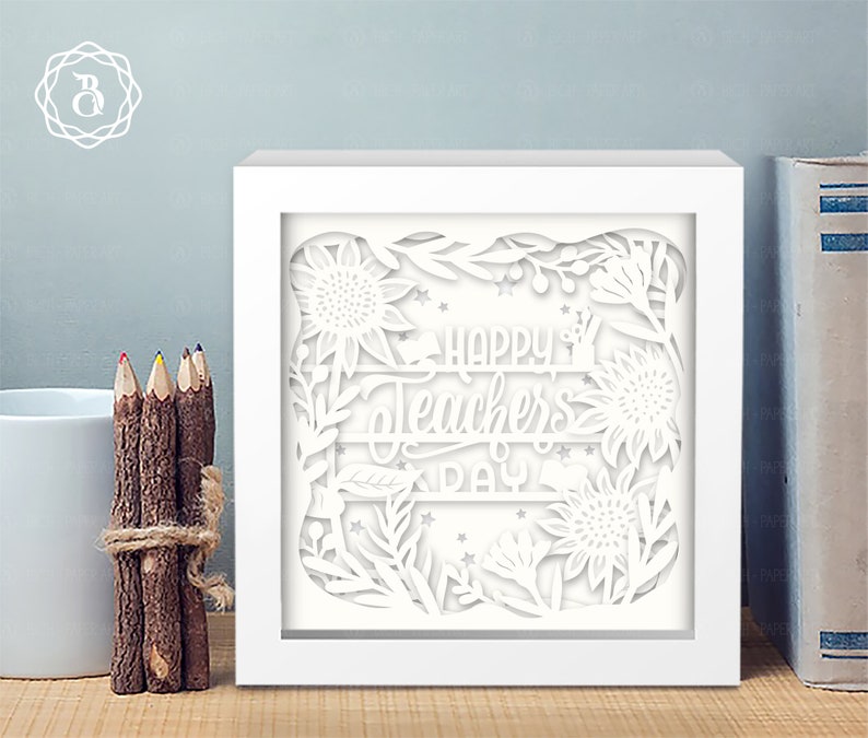 Teachers Day Shadow Lightbox 3D SVG: Paper Cutting Template (digital ...