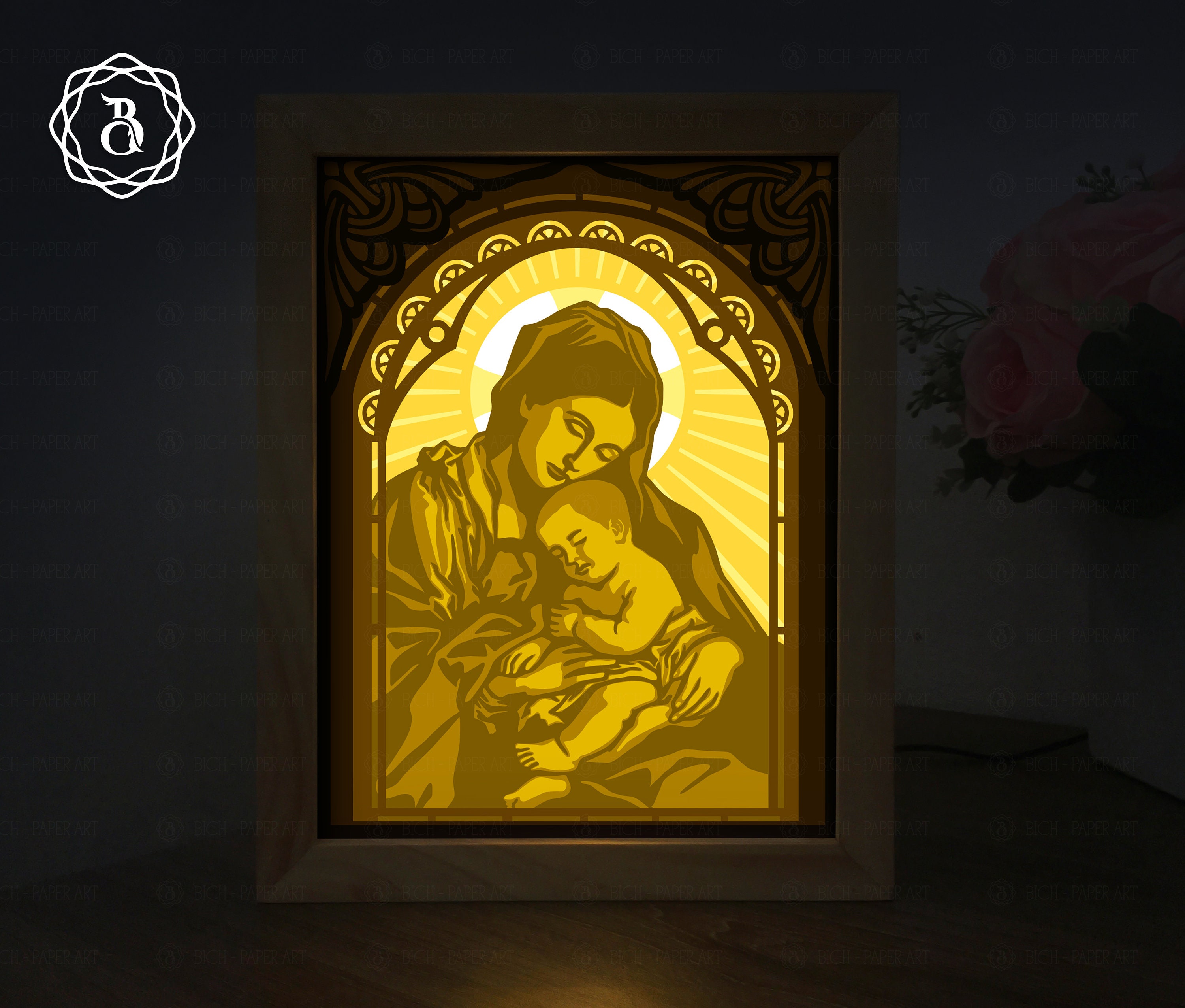Maria Jesus Light Box Template Paper Cutting Template 3D | Etsy