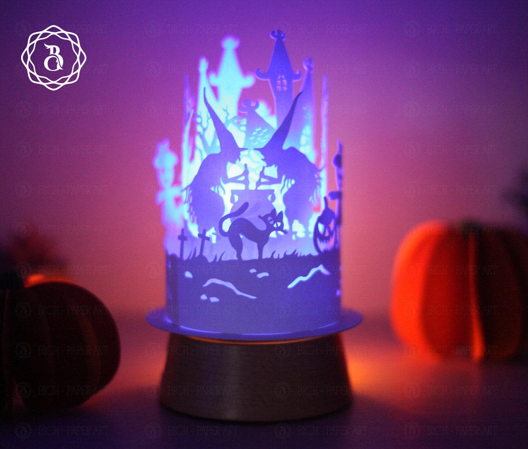 Paper Cut Lamp Witch is Cooking Magic Potion - Paper Cutting Templates ...
