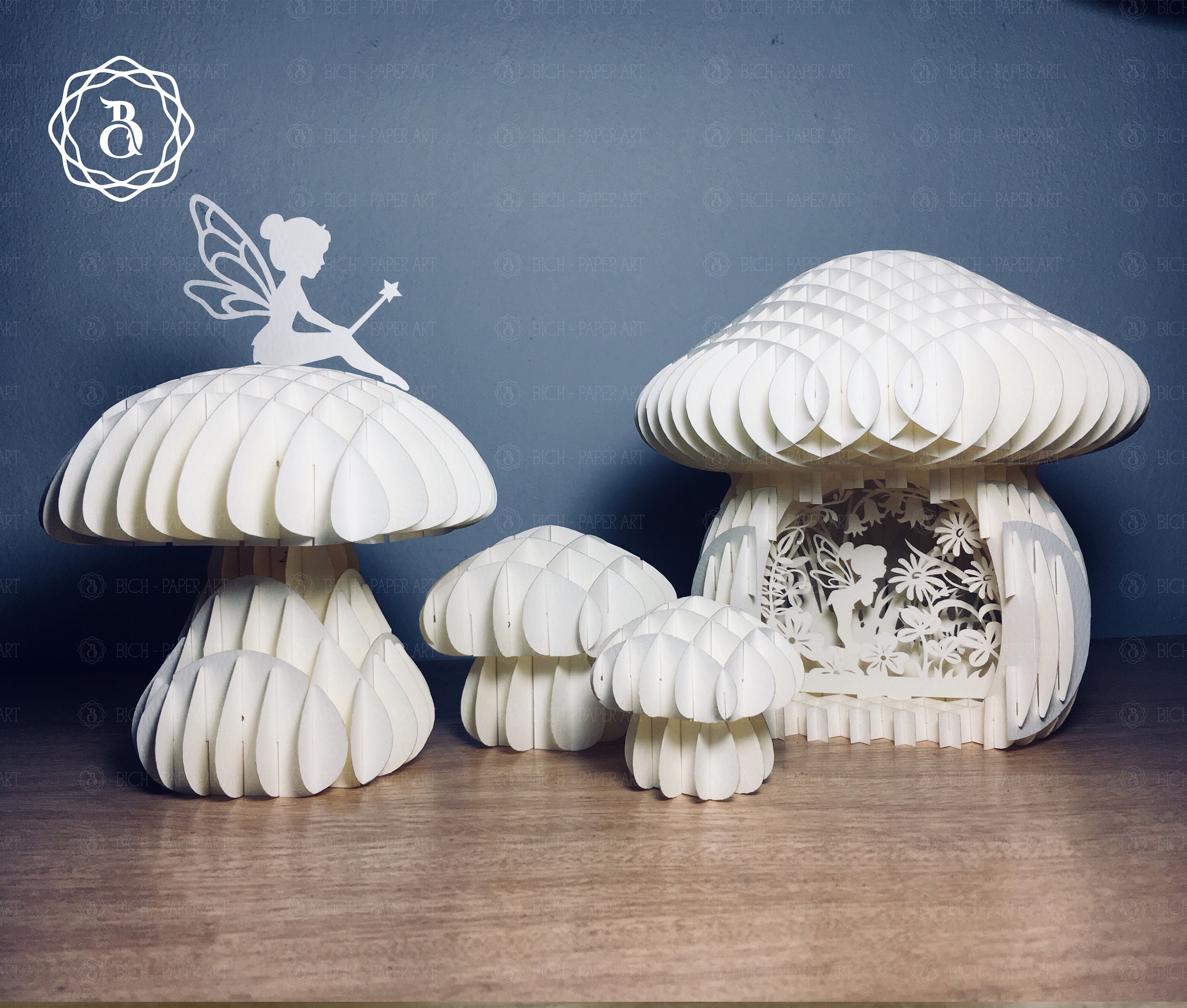 Combo 3D Paper Craft Mushroom and Little Fairy Mushroom | Etsy