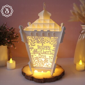 Happy Mothers Day Candle Holder Paper Cut Lanterns, Tealight Lantern ...