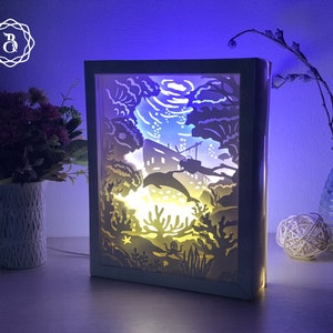 Beautiful Seabed Shadow Lightbox SVG Files, Seabed Paper Cutting Template, Light Box SVG Files ...