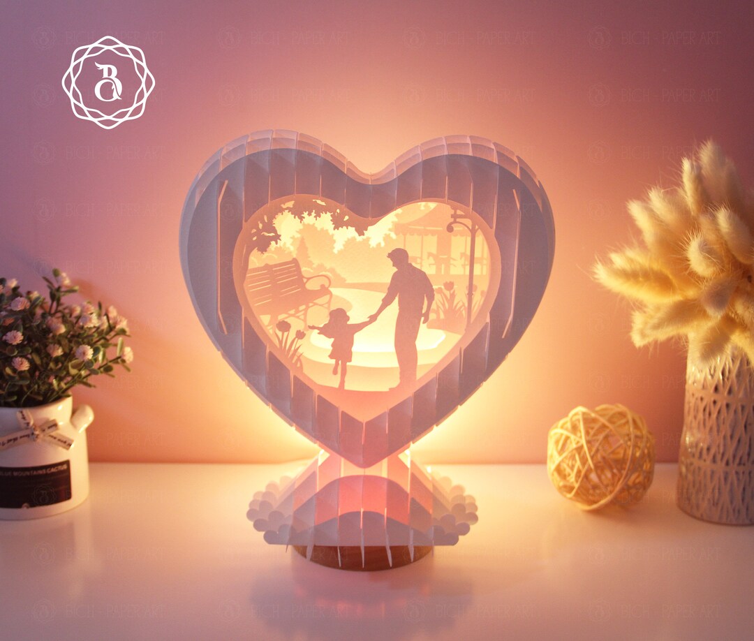 Father Daughter Pop-up Heart SVG: 3D Father's Day Card (digital ...