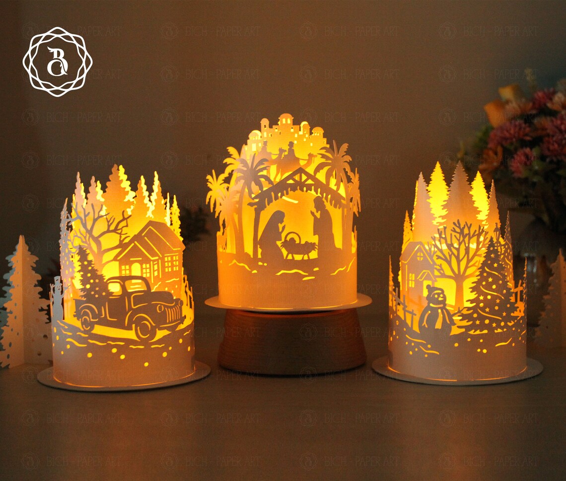Combo 3 Items Paper Cut Lamp for Christmas DIY Paper Cut - Etsy UK