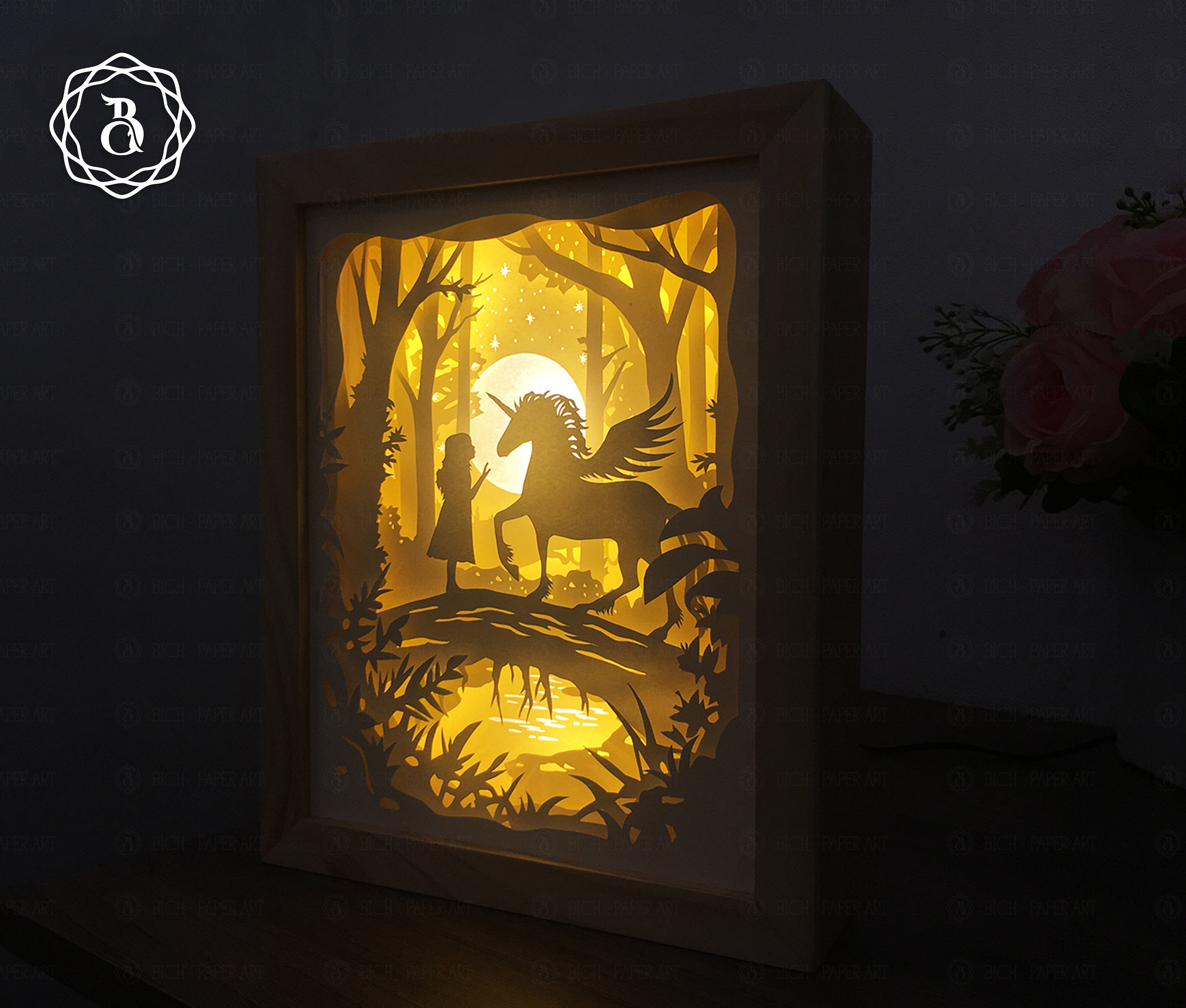 Unicorn Light Box Template Paper Cutting Template Shadow Box - Etsy Canada