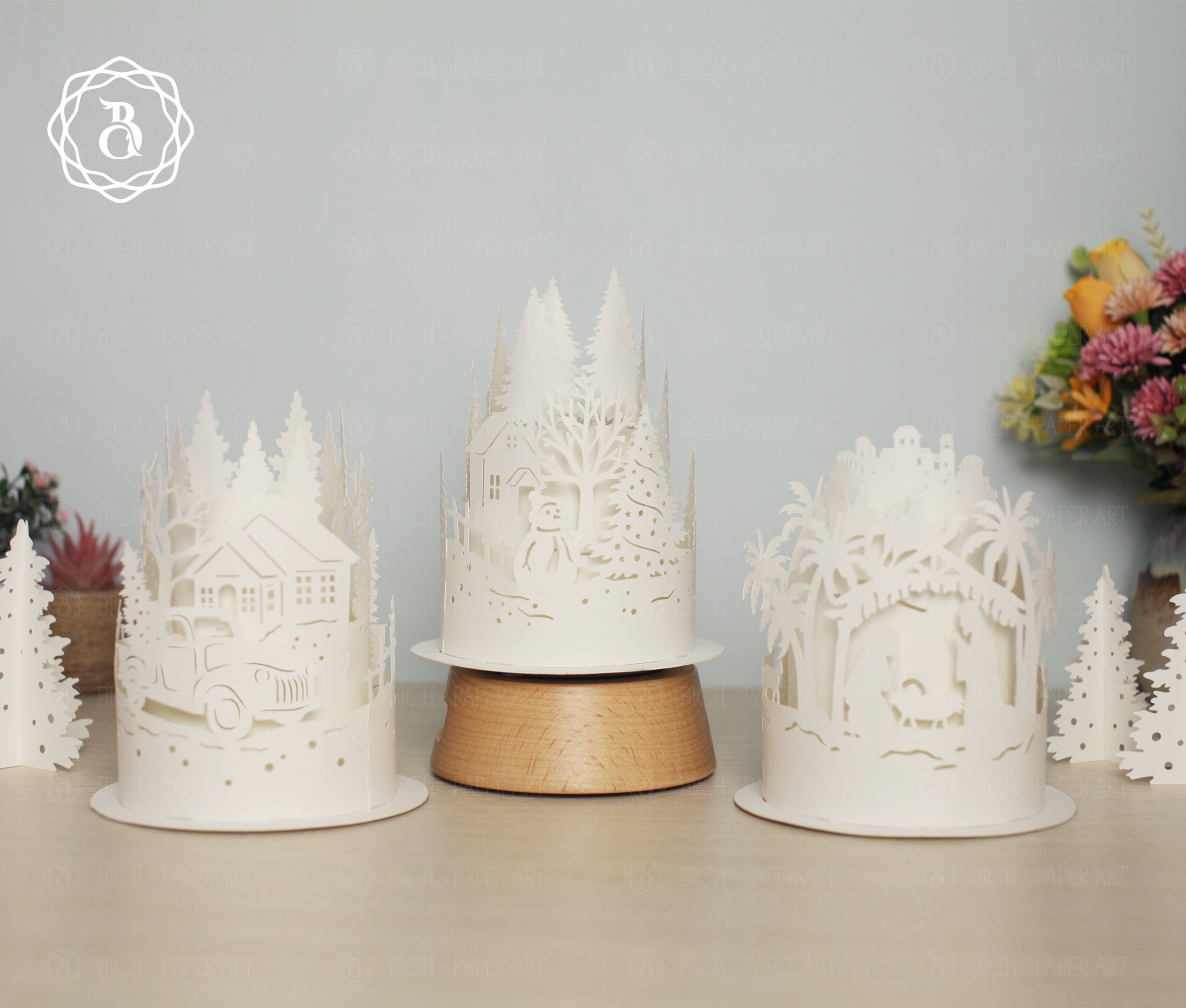 Combo 3 Items Paper Cut Lamp for Christmas DIY Paper Cut - Etsy UK