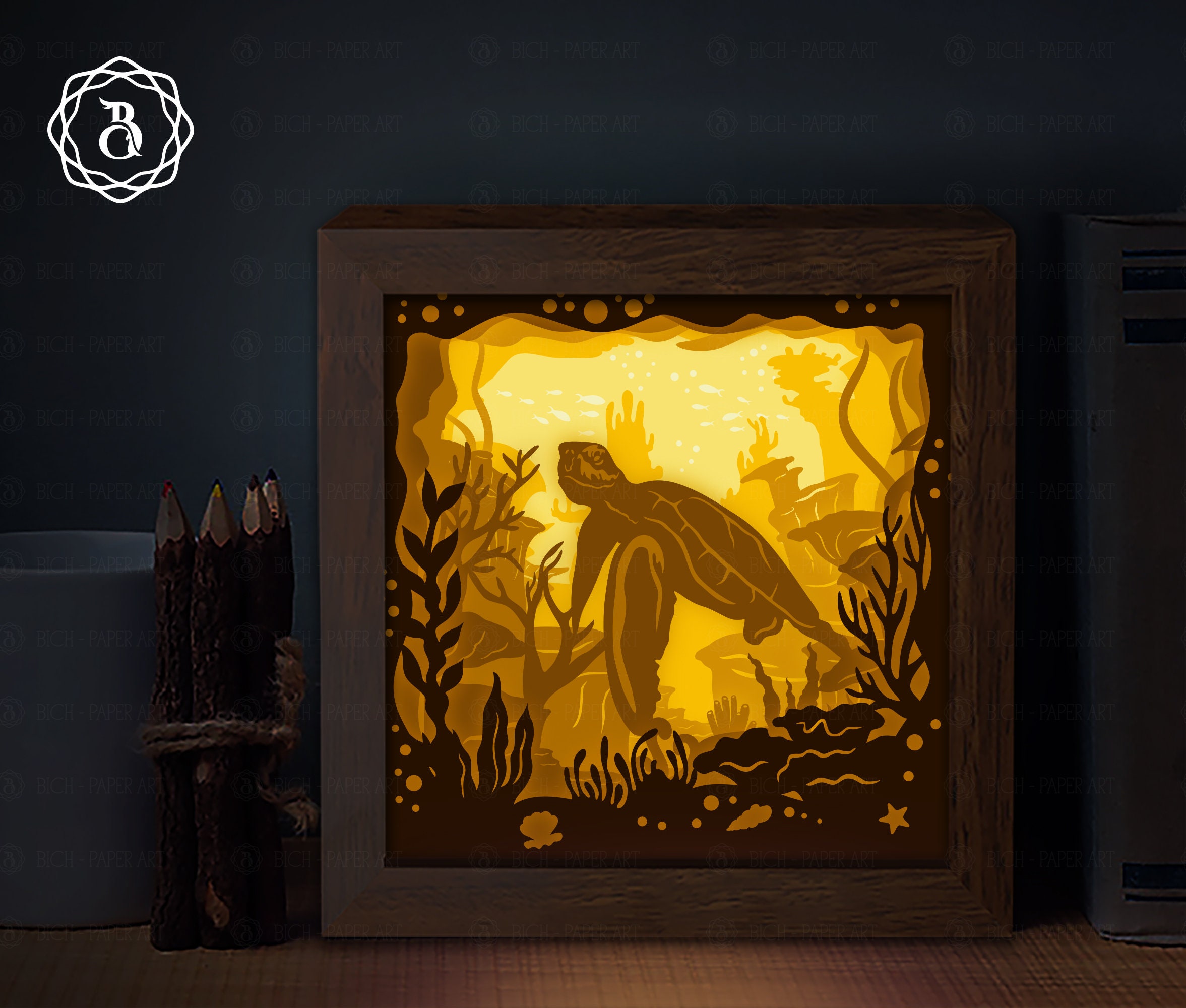 Sea Turtle Shadow Box SVG Files Light Box Template 3D Shadow - Etsy Canada