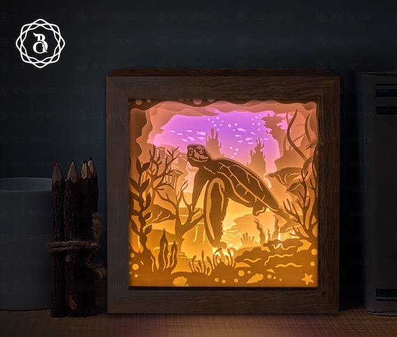 Sea Turtle Shadow Box SVG Files Light Box Template 3D Shadow - Etsy UK
