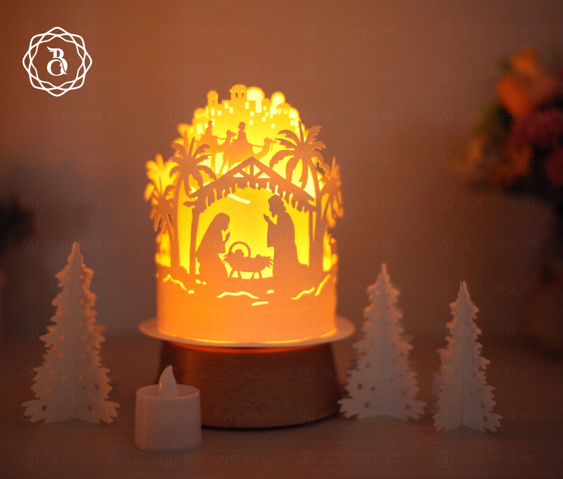 Paper Cut Lamp Nativity of Jesus Paper Cutting Template - Etsy