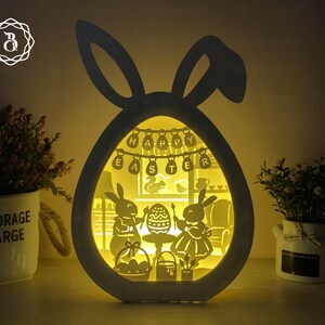 Easter Egg 3D Shadow Box SVG - Super Cute Easter Bunny Couple SVG Files ...