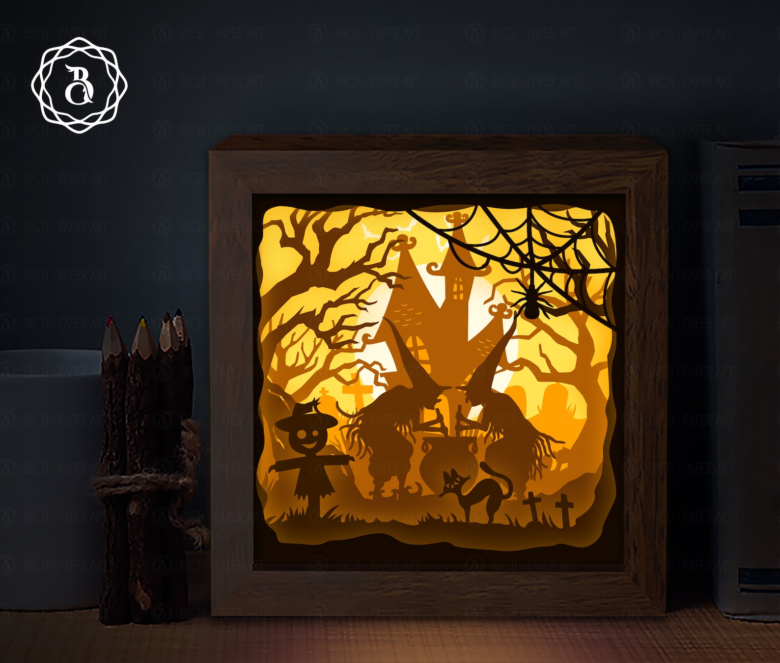 Combo 4 Halloween Shadow Box Templates 3D Shadow Box SVG - Etsy