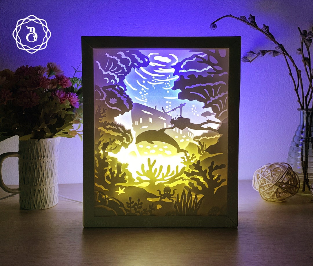 Beautiful Seabed Shadow Lightbox SVG Files, Seabed Paper Cutting Template, Light Box SVG Files ...
