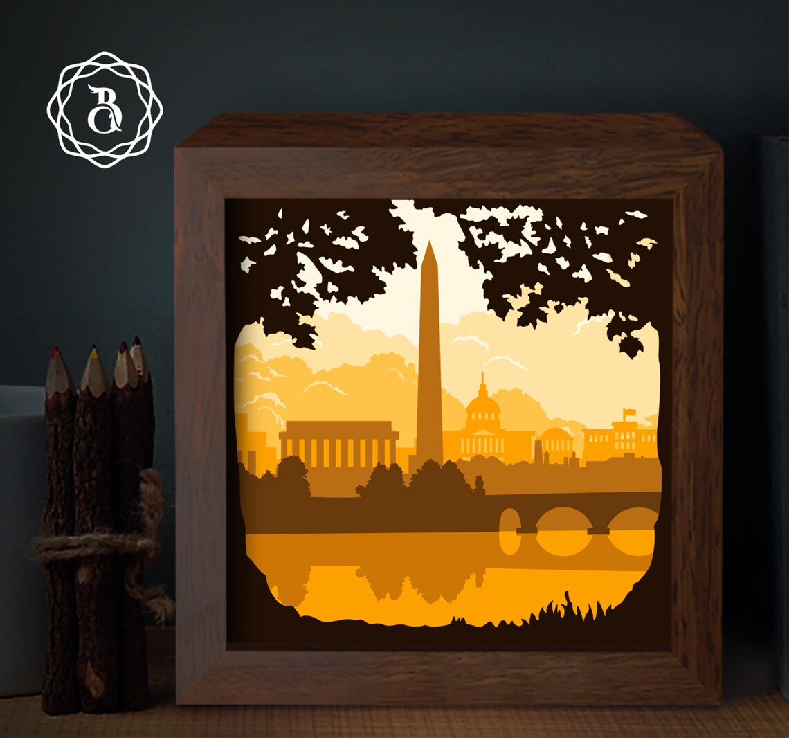 Combo of 4 Light Box Templates: City in the U.S Shadow Box - Etsy