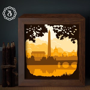 Combo of 4 Light Box Templates: City in the U.S, Shadow Box SVG, Paper ...