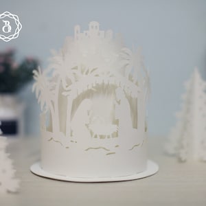 Paper Cut Lamp Nativity of Jesus - Paper Cutting Template - DIY Paper ...