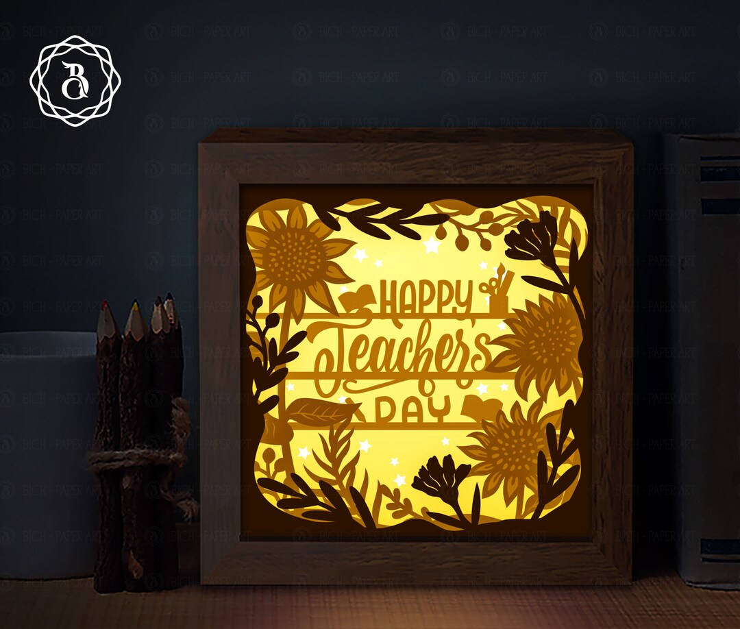 Teachers Day Shadow Lightbox 3D SVG: Paper Cutting Template (digital ...