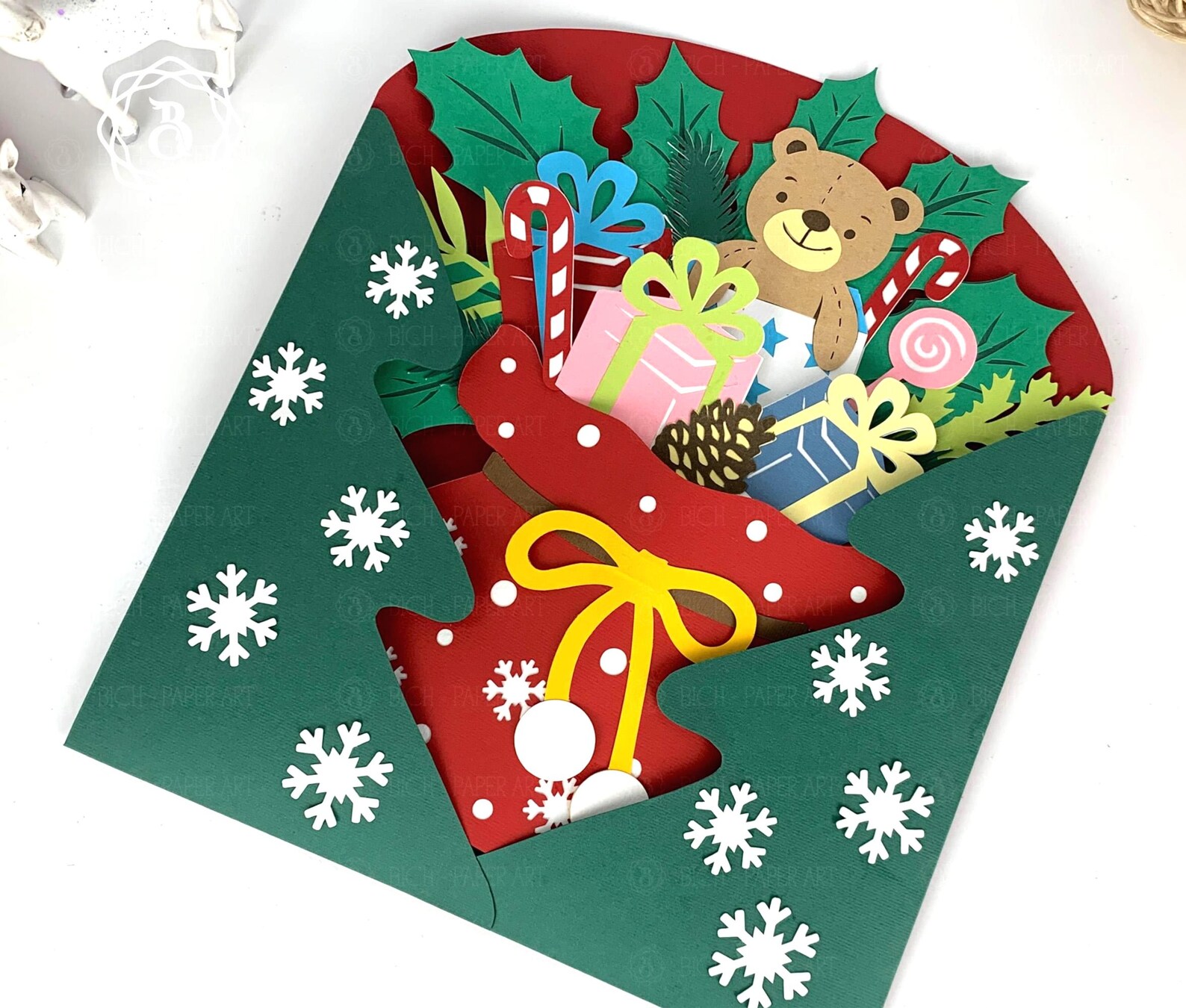 Christmas Gifts Bag Flower Pop-up 3D SVG (digital Download) - Etsy
