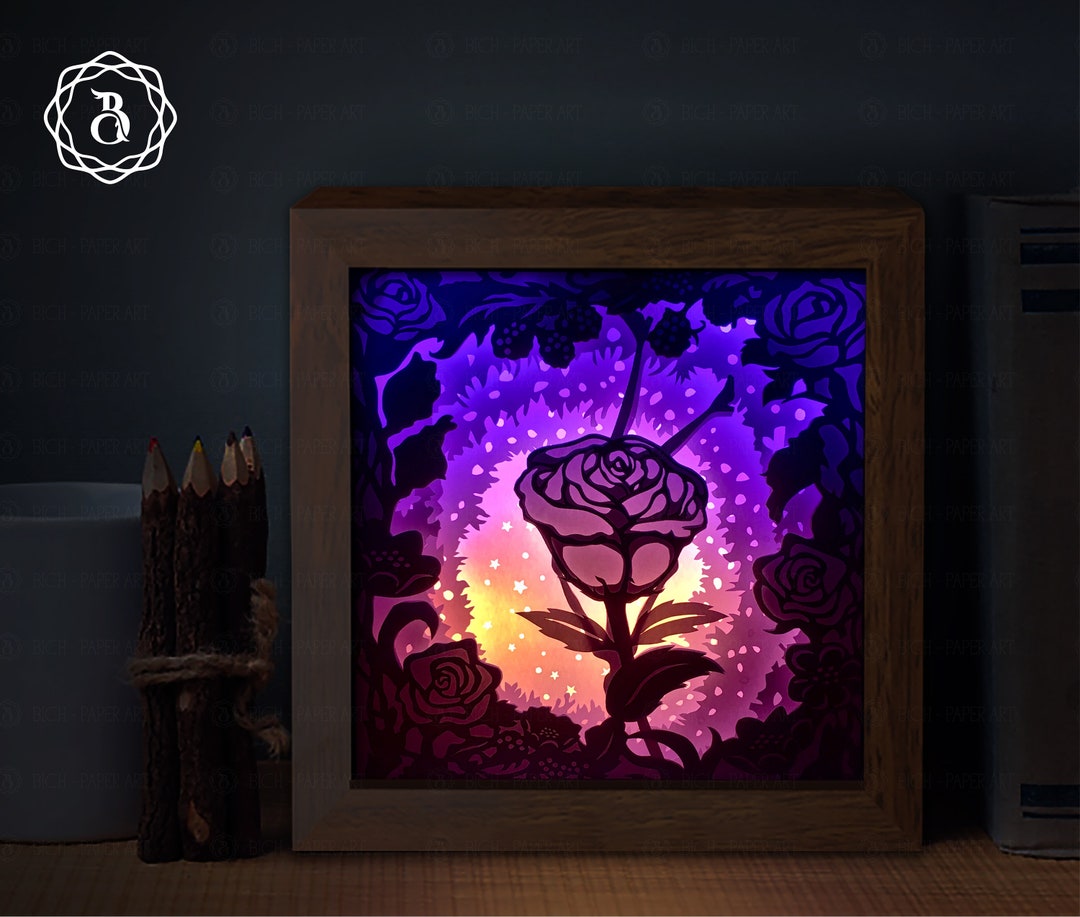 Rose Girl Light Box Template: Paper Cutting Shadow Box SVG (digital ...