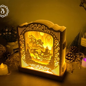 Pop-up Card 3D Santa Claus Reindeer Rides - Paper Cutting for Christmas ...