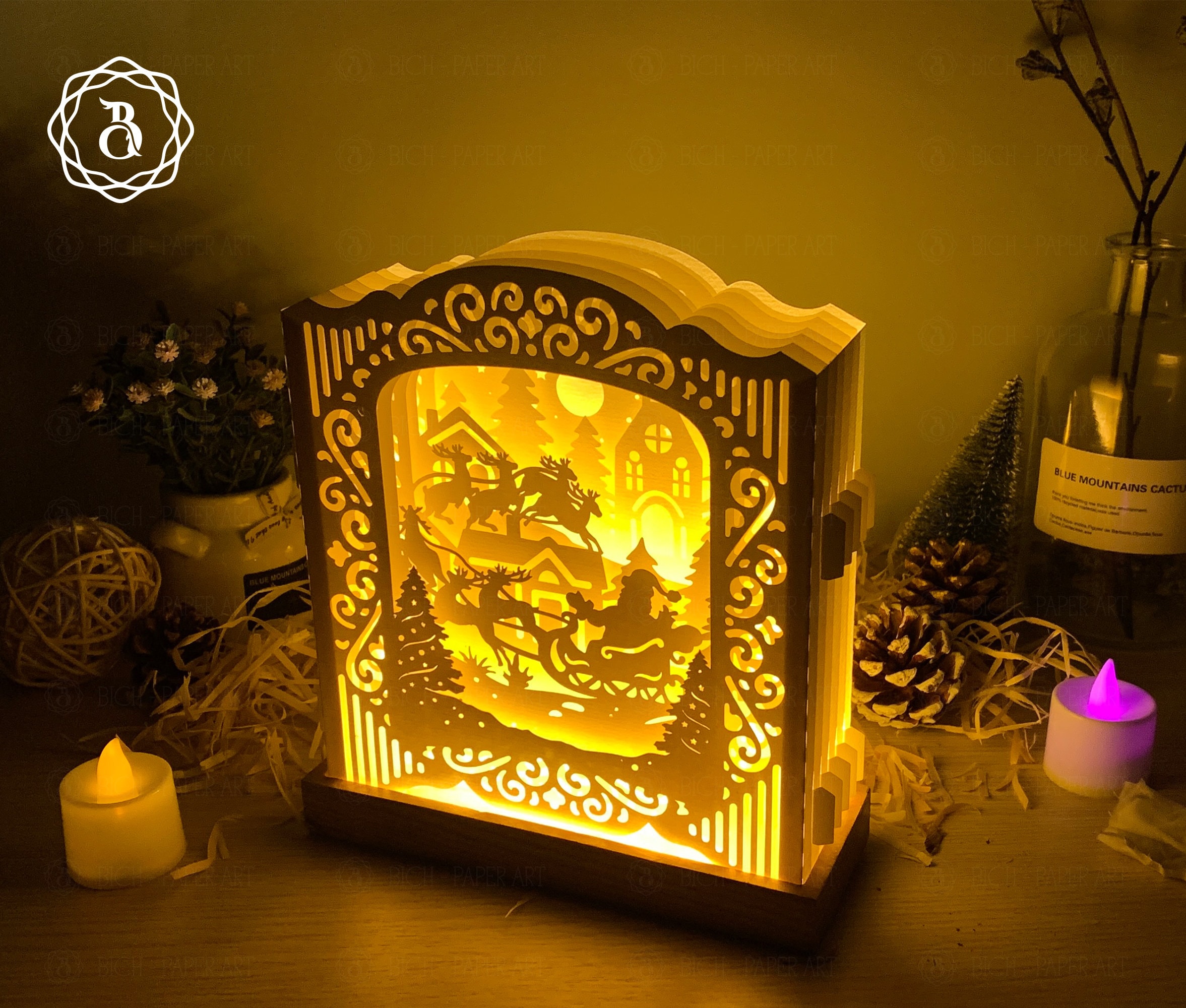 Pop-up Card 3D Santa Claus Reindeer Rides Paper Cutting for - Etsy