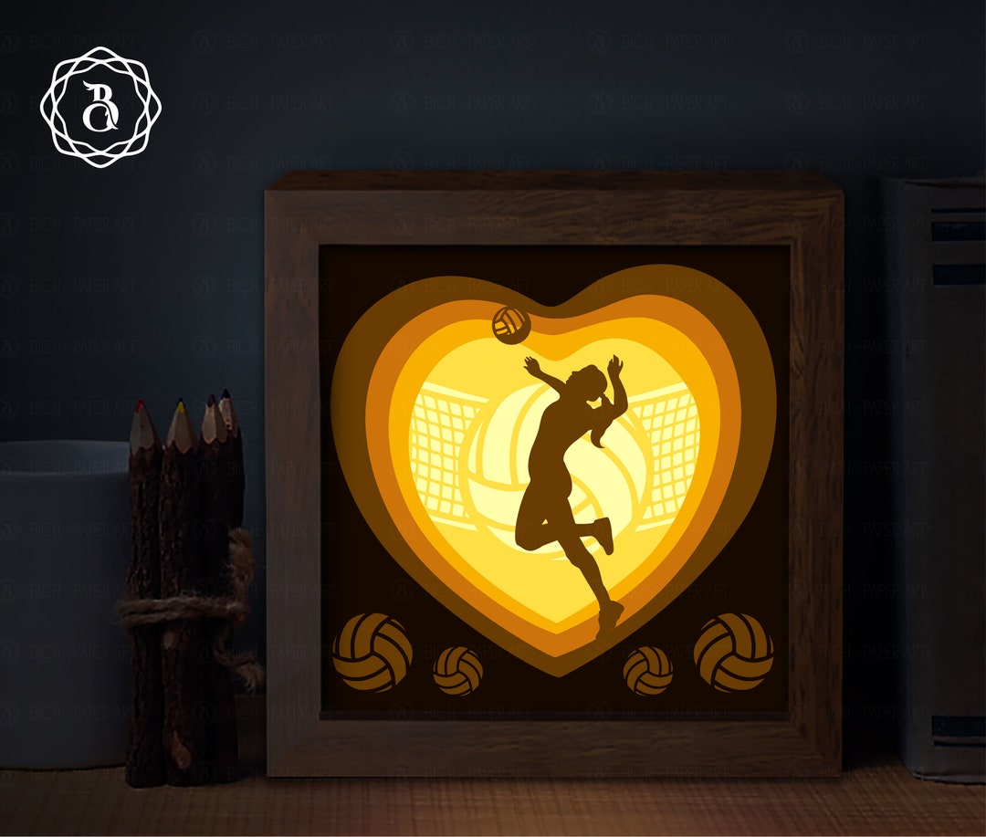Volleyball Lightbox Template: Papercut Shadowbox SVG (digital Download ...