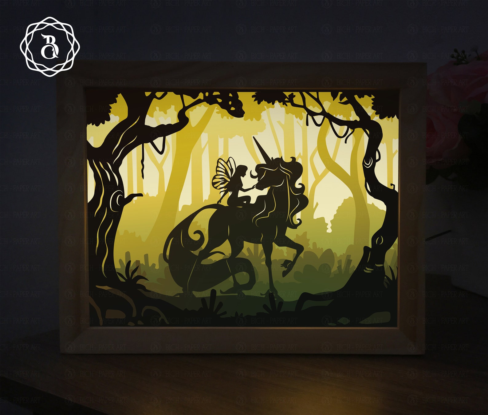 Unicorn and Fairy Light Box Template: 3D Shadow Box SVG (digital ...