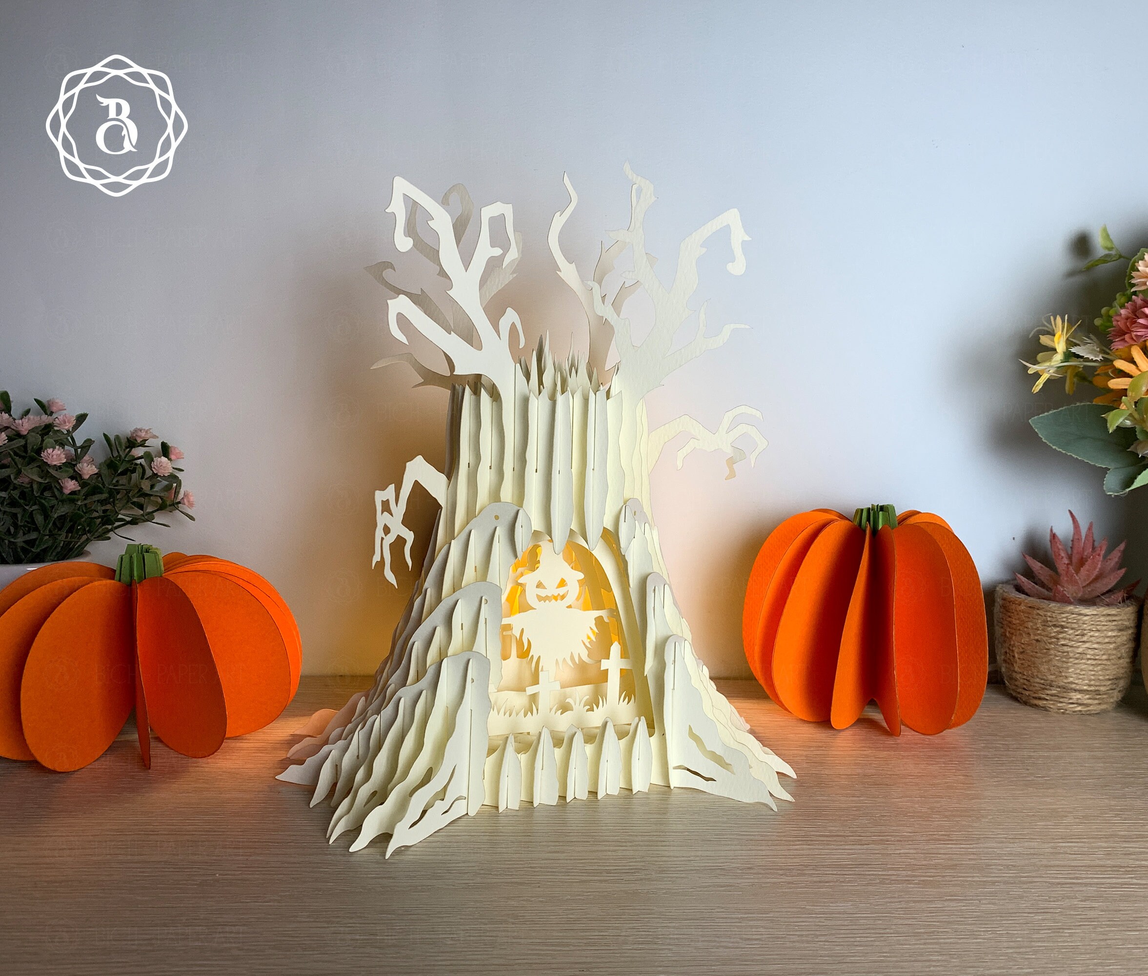 Halloween Ghost Tree With Pumpkin Pop-up 3D Halloween Paper - Etsy