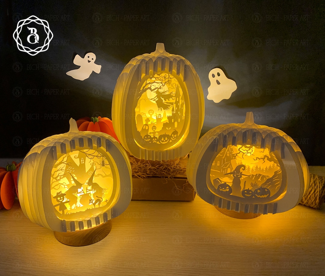 Halloween Pumpkin Pop up Card Template: 3D Paper Cutting (digital ...