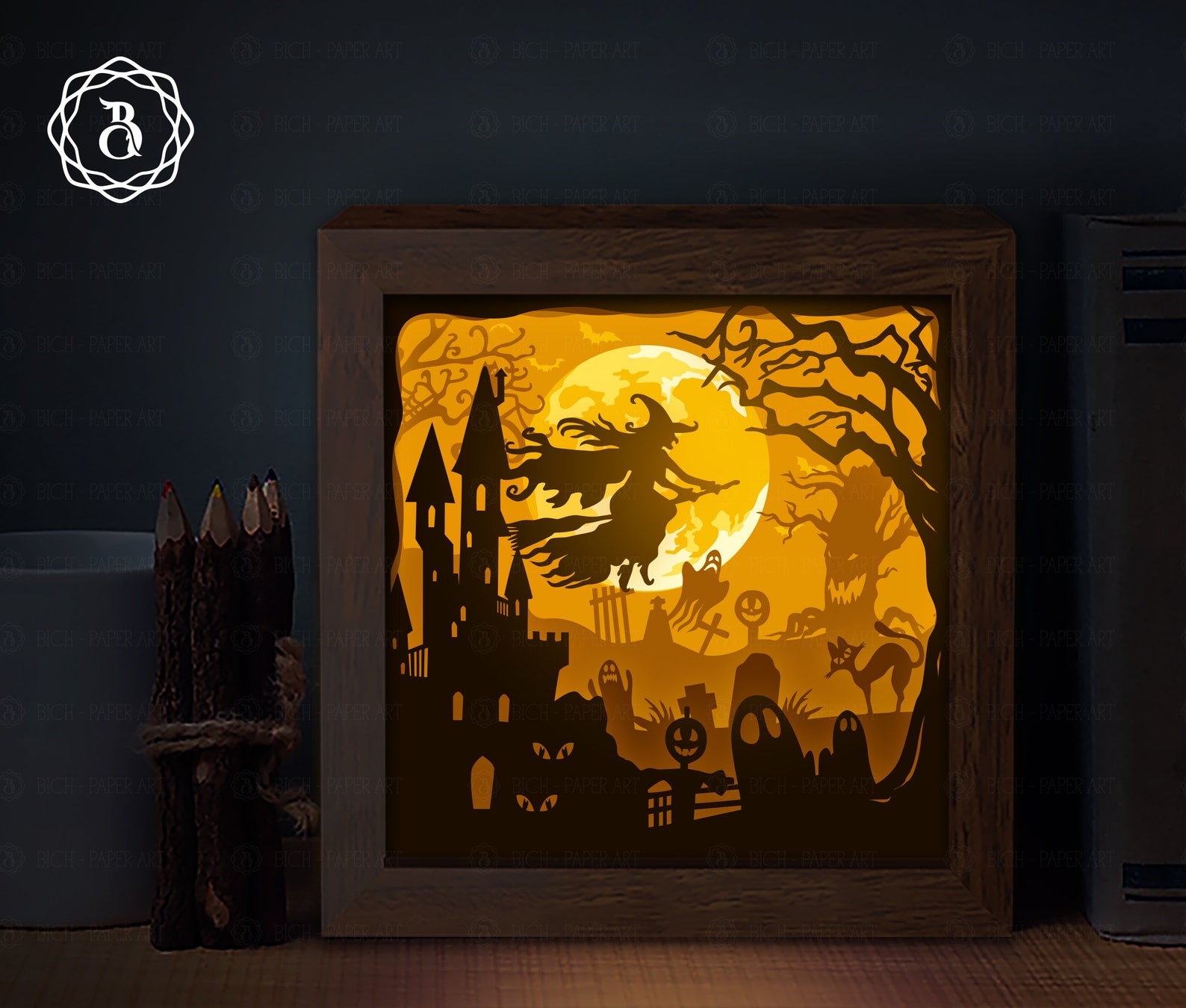 Combo 4 Halloween Shadow Box Templates 3D Shadow Box SVG - Etsy