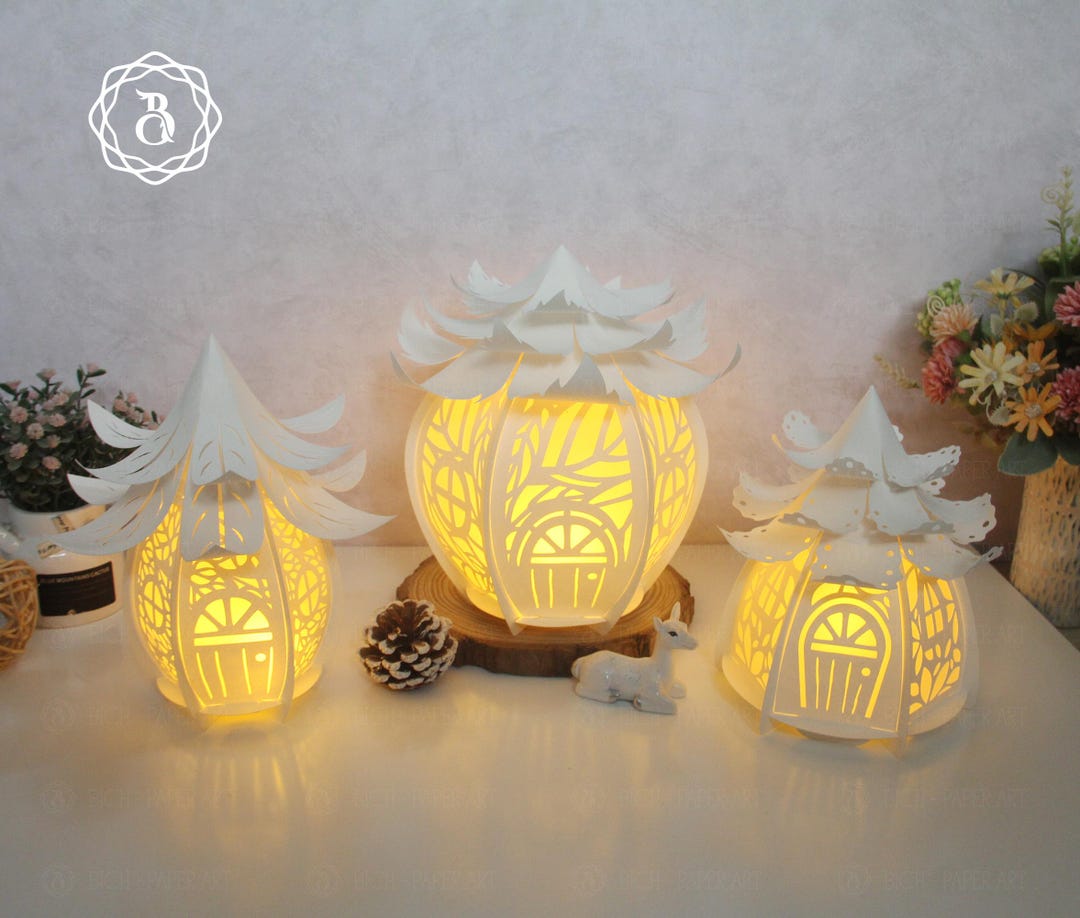 Paper Cut Lamp Fairy House SVG - Handmade Gift - Home Decoration DIY ...