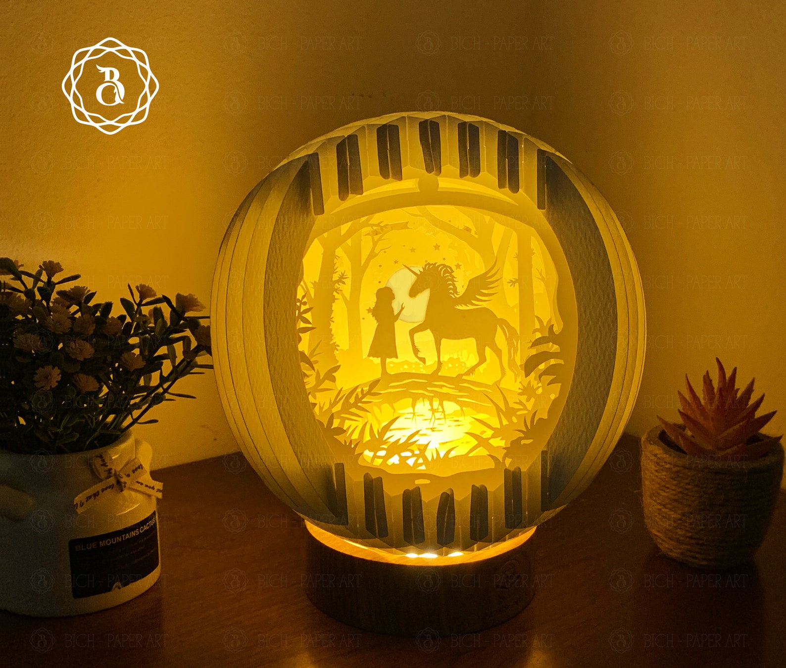 Unicorn Sphere Pop up Digital File Globe Pop up Paper Cutting Template ...