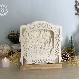 Pop-up Card 3D Santa Claus Reindeer Rides - Paper Cutting for Christmas ...