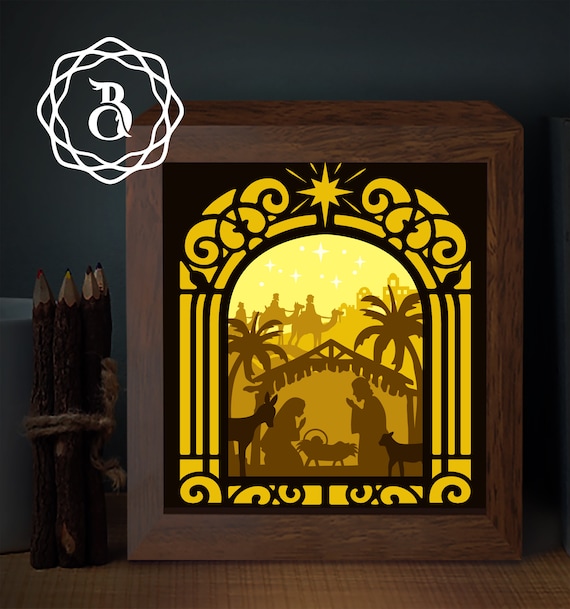 Nativity of Jesus Light Box SVG Jesus Shadow Box Template | Etsy