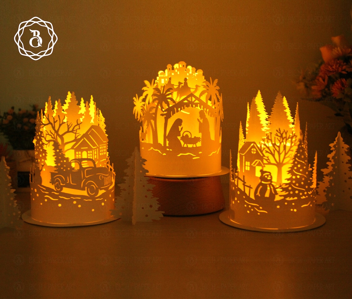 Combo 3 Items Paper Cut Lamp for Christmas DIY Paper Cut - Etsy UK