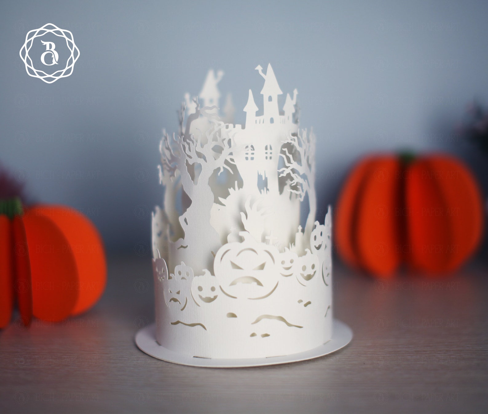 Halloween Pumpkin Paper Cut Lamp - Paper Cutting Templates - DIY ...