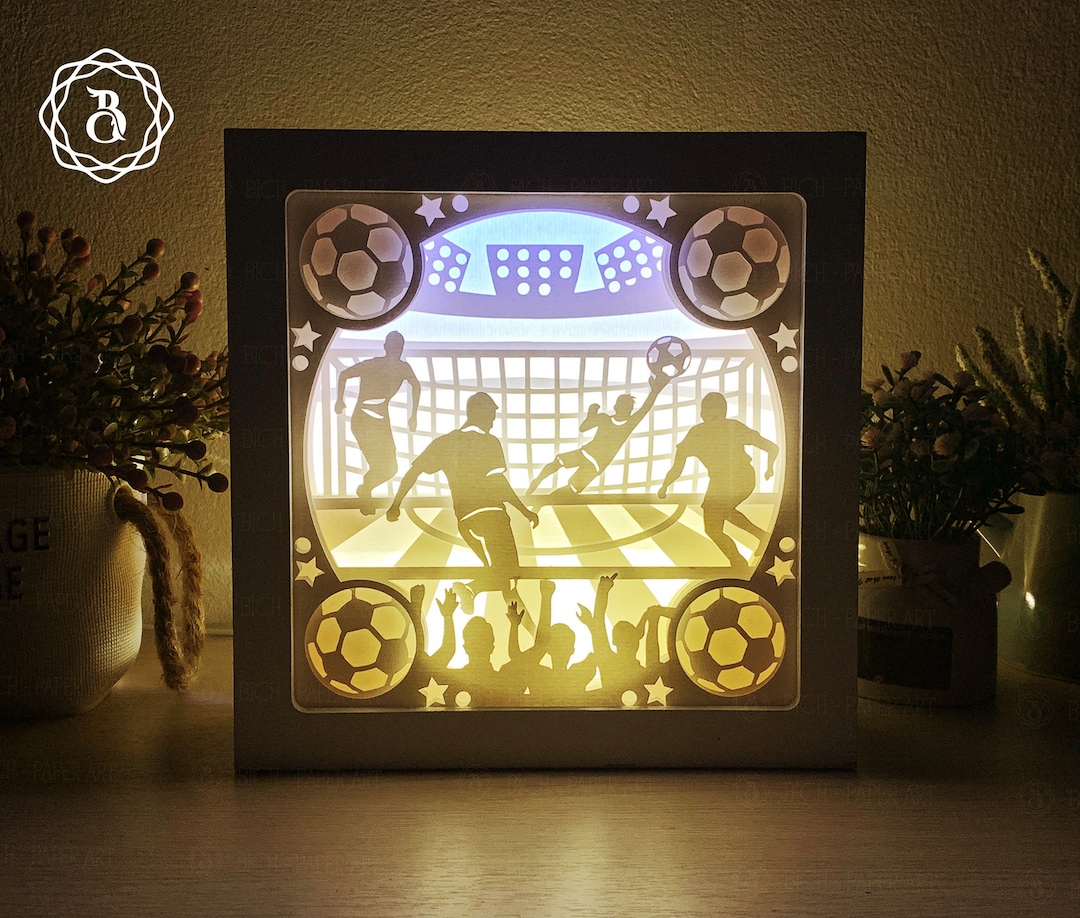 Soccer Lightbox SVG: 3D Paper Cut Template (8x8in) - Etsy