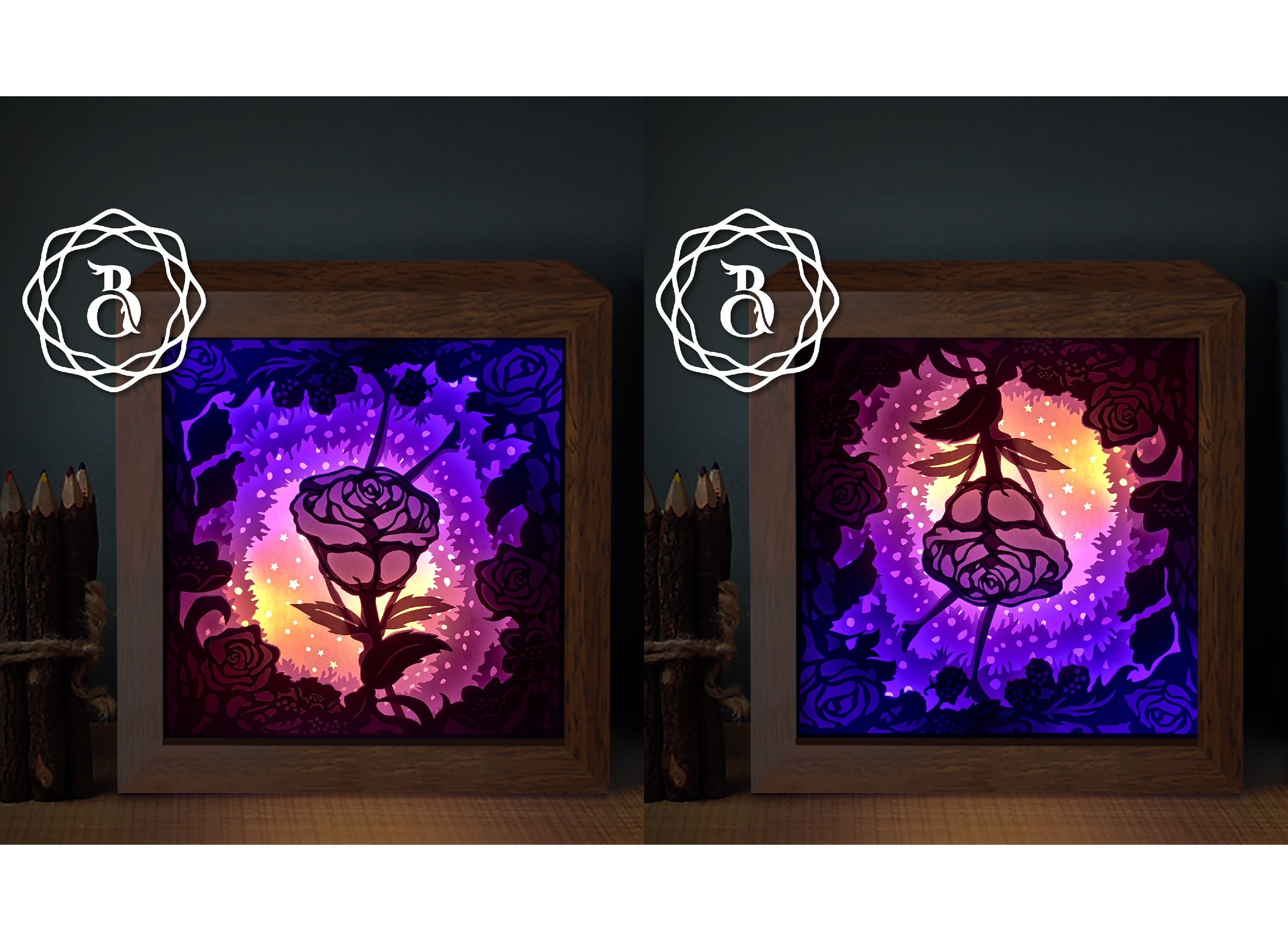 Rose Girl Light Box Template: Paper Cutting Shadow Box SVG (digital ...