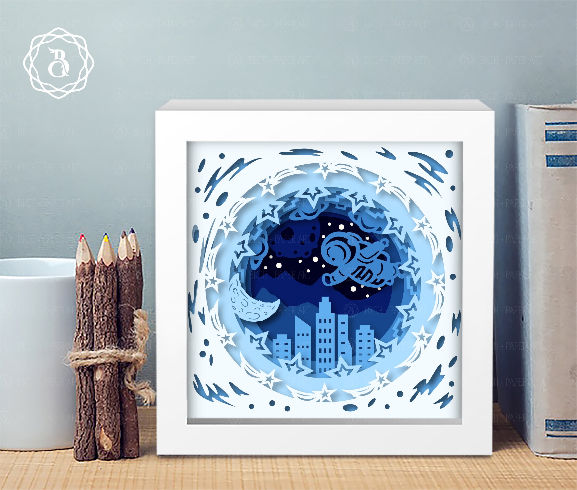 Astronaut Shadow Box Template for Cricut Paper Cutting - Etsy Australia