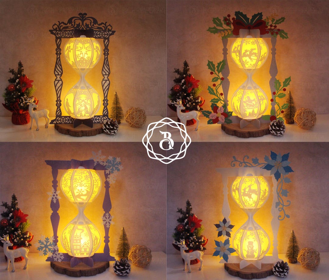 Combo 4 Items Christmas Hourglass Paper Lanterns SVG, 3d Christmas ...