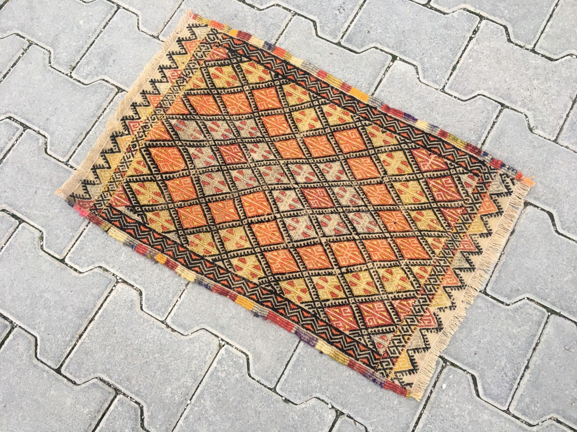 Colorful Small Rug Bohemian Small Rug Embroidered Kilim - Etsy